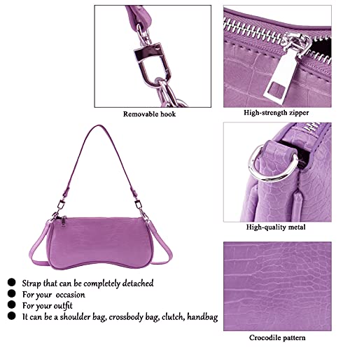 Scioltoo Classic Clutch Shoulder Evening Bag with zipper Closure for Women Casual Fashion Small Crossbody Purses Handbags with Long Strap and Top zipper Closure Purple