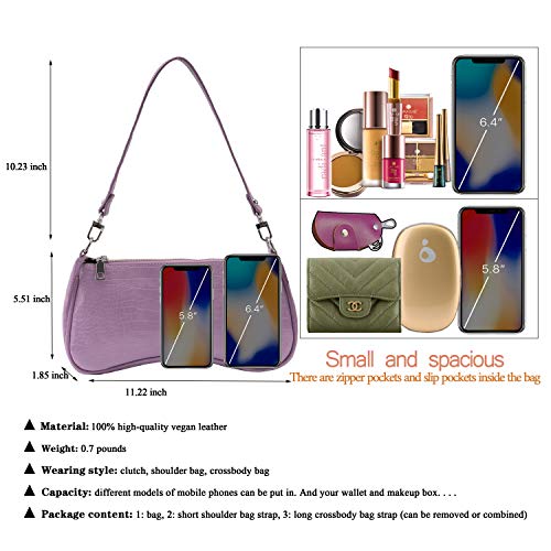 Scioltoo Classic Clutch Shoulder Evening Bag with zipper Closure for Women Casual Fashion Small Crossbody Purses Handbags with Long Strap and Top zipper Closure Purple