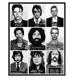 bowie, elvis, johnny cash, jerry garcia, jimi hendrix, mick jagger, frank sinatra, david crosby, janice joplin musicians mugshots photo – large 11×14 – music gifts – wall art home decor poster prints