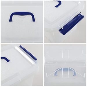 Dehouse 6 L Small Plastic Storage Box, 4-Pack Clear Storage Latch Box with Handle