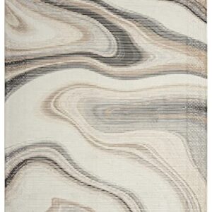 VCNY Home Charisma | Myron Collection | Abstract Marble Soft Low Pile Indoor Area Rug, 8' x 10', Cream