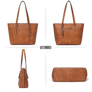 WESTBRONCO Purses For Women Vegan Leather Purses and Handbags Large Ladies Tote Shoulder Bag