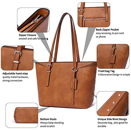 WESTBRONCO Purses For Women Vegan Leather Purses and Handbags Large Ladies Tote Shoulder Bag