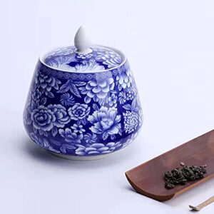 RabyLeo Decorative Jars, Ancient Chinese Blue and White Porcelain Ceramic Storage Box, with Sealed Lids, Home Kitchen Dining Decoration (Helmet jars)