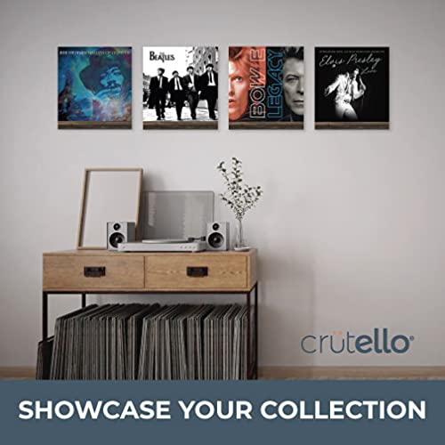 Crutello 8 Pack Vinyl Record Display Shelf - Espresso Wooden Wall Mounted Record Holder Shelf - Pack of 8