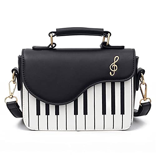 Women's Piano Shape Crossbody Bag Punk Style Top Handle Purses Handbag Satchel Bag