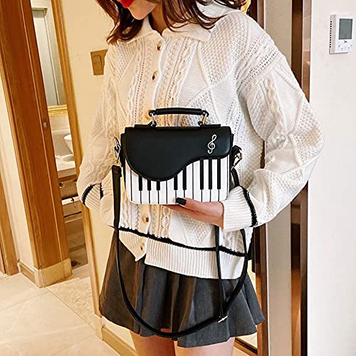 Women's Piano Shape Crossbody Bag Punk Style Top Handle Purses Handbag Satchel Bag