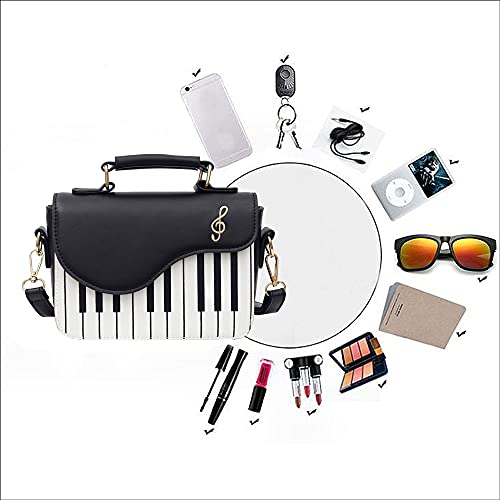 Women's Piano Shape Crossbody Bag Punk Style Top Handle Purses Handbag Satchel Bag