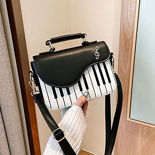 Women's Piano Shape Crossbody Bag Punk Style Top Handle Purses Handbag Satchel Bag