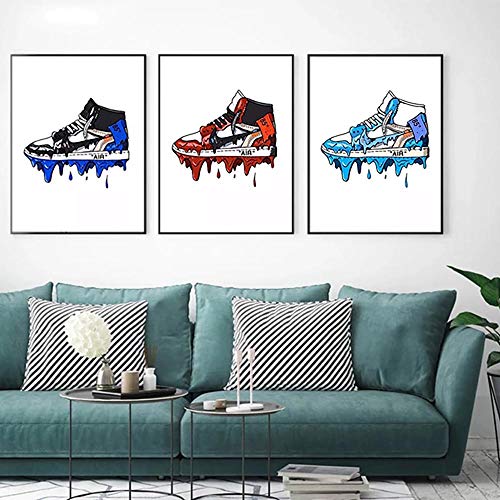 Home Decor Sneaker Michael Fashion 3 Piece AJ Shoes Air Painting Modular Pictures Prints Canvas Poster Nordic Style Wall Art for Living Room No Frame