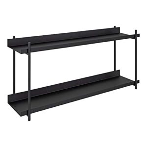 kate and laurel dominic modern metal shelf, 28 x 7 x 14.5, black, sleek 2-tier floating book shelves for wall