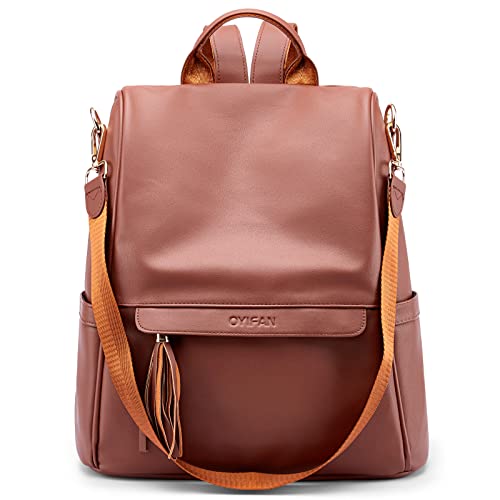 Oyifan Womens Leather Backpack Purse Bookbag Purse Anti-theft Travel Backpack Convertible Handbag