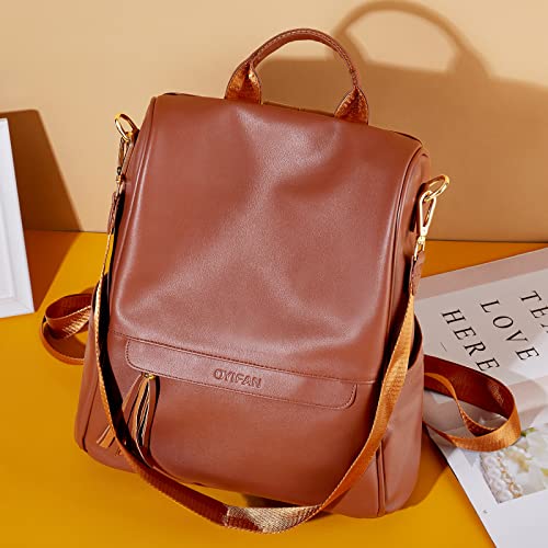 Oyifan Womens Leather Backpack Purse Bookbag Purse Anti-theft Travel Backpack Convertible Handbag