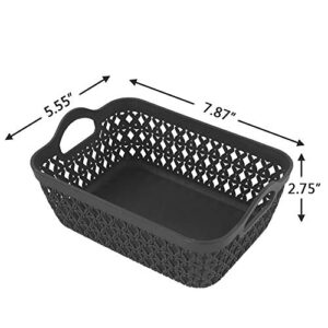 Zerdyne 12-Pack Mini Plastic Storage Baskets Trays, Grey