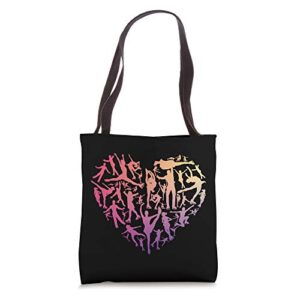 skating heart love ice skater winter girl boy men women gift tote bag