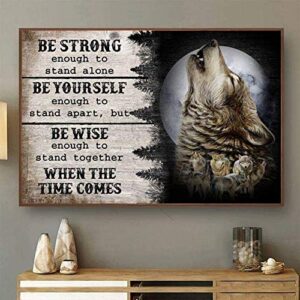 guffman be strong be yourself be wise wolf moon wall decor poster retro art wall decor metal sign poster 8×12 inch