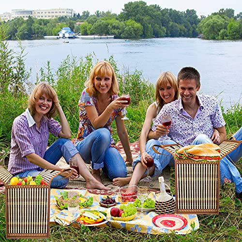 Picnic Basket Empty for 2 ＆ 4 Foldable,Easter Basket Storage of Plastic Easter Eggs and Easter Candy with Handle Lid.(Large)