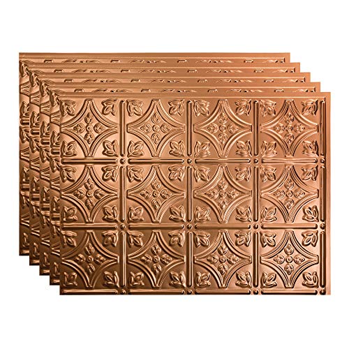 FASÄDE Traditional Style/Pattern 1 Decorative Vinyl 18in x 24in Backsplash Panel in Polished Copper (5 Pack)