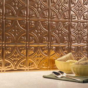 FASÄDE Traditional Style/Pattern 1 Decorative Vinyl 18in x 24in Backsplash Panel in Polished Copper (5 Pack)