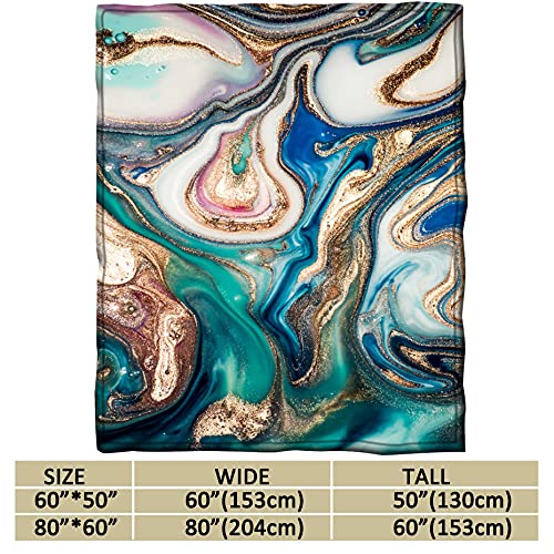 SKOLOO Abstract Throw Blanket for Couch, Warm Cozy Soft Fuzzy Throw Blankets Christmas or Birthday Gifts for Women, Dark Green Fluffy Marble Blanket for Winter Gifts, 50'' x 60''