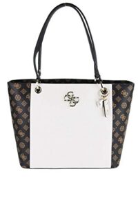 guess noelle elite tote brown logo multi, bwl file