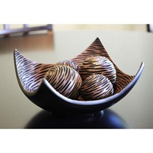 seraphic 5pc large decorative bowl for home decor coffee, kitchen, dining table centerpieces, orbs/balls included, brown