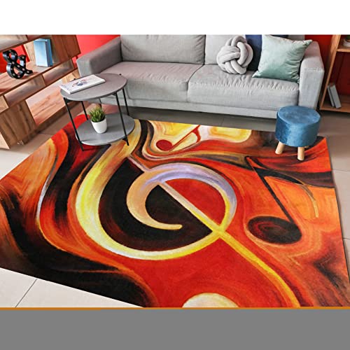 ALAZA Art Music Note Fire Non Slip Area Rug 5' x 7' for Living Dinning Room Bedroom Kitchen Hallway Office Modern Home Decorative