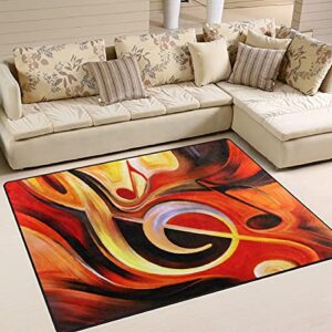 ALAZA Art Music Note Fire Non Slip Area Rug 5' x 7' for Living Dinning Room Bedroom Kitchen Hallway Office Modern Home Decorative