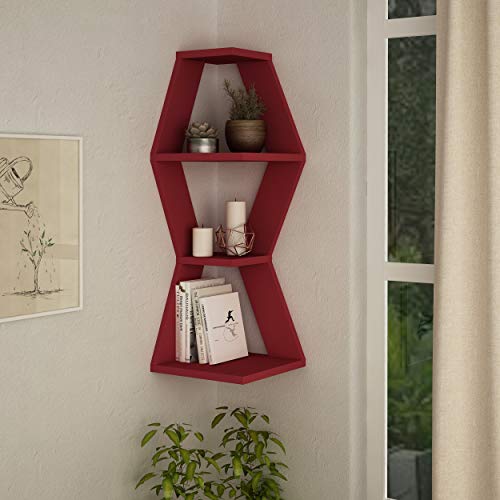 Ada Home Decor Caldwell Modern Burgundy Wall Shelf 33.86'' H x 11.81'' W x 11.81'' D / Wall Storage / Shelving Unit