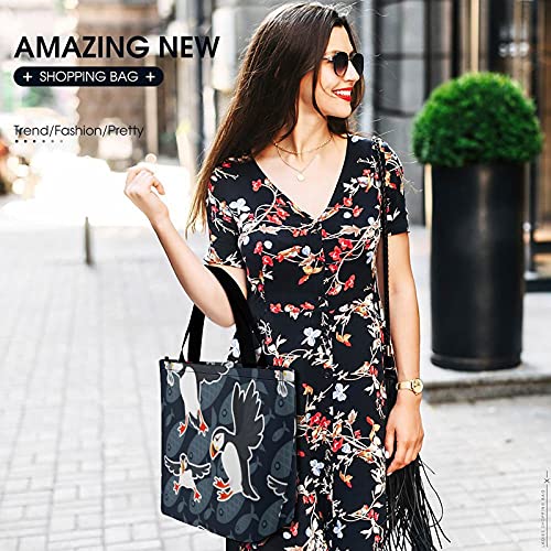 Atlantic Puffin Women's Shopping Tote Bag Large Handbag Shoulder Purse Travel Pouch With Zipper