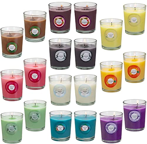 DALANG Scented Candles, Anxiety Reducer Jasmine, Rose, Vanilla, Bergamot, fig, Lavender, Lemon, Spring,Strawberry, Rosemary, Aromatherapy Organic Massage Candles - 20 Pack