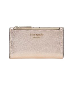 kate spade new york spencer metallic small slim bifold rose gold one size