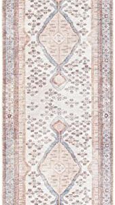 Moora Machine Washable Area Rug - Oriental Persian Medallion Pattern - Bohemian Floral Living Room Carpet - Pink, Blue, Beige, Cream - 7'10" x 10'2"