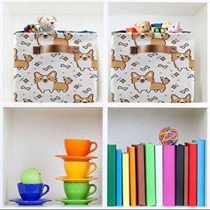 Cute Animal Dog Pattern Storage Bin with Handle Foldable Canvas Storage Basket Box Cube Organizer for Bedroom Home Office Closet Shelve Clothes Toy,1PC