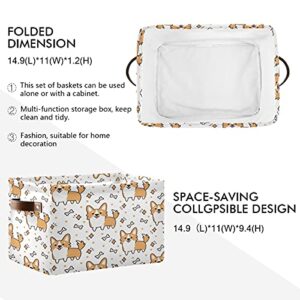 Cute Animal Dog Pattern Storage Bin with Handle Foldable Canvas Storage Basket Box Cube Organizer for Bedroom Home Office Closet Shelve Clothes Toy,1PC