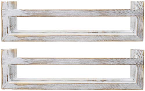 Sorbus Floating Shelves - Rustic Floating Book Shelves Wall Mount Wooden Hanging Ledge Storage Shelf Organizer for Kids Room Baby Nursery Decor, Living Room Playroom, Bathroom, Bedroom etc, Set of 2