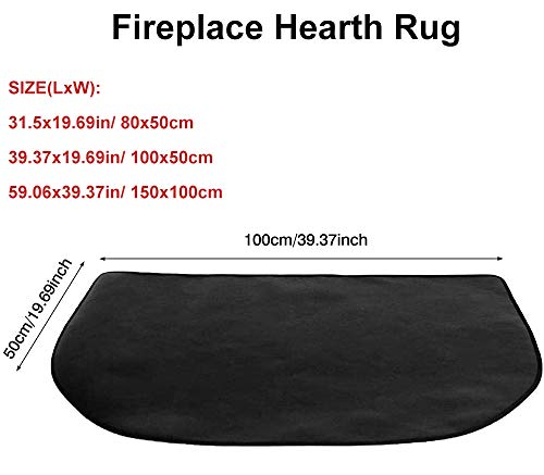 UCARE Fire Retardant Fiberglass Rug Durable Fireproof Protective Hearth Rug Indoor Fireplace Area Rugs Non Slip Mat for Chimney/Fire Pit/Brazier (L: 59.06x39.37in/ 150x100cm)