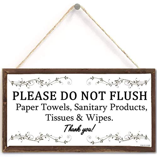 Warning Sign- Please Do Not Flush Paper Towels, Sanitary Products, Tissues & Wipes Vintage Style Sign/Plaque 5 X 10 inch (US-G031)