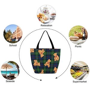 Teddy Bear Doll Women's Shopping Tote Bag Large Handbag Shoulder Purse Travel Pouch With Zipper