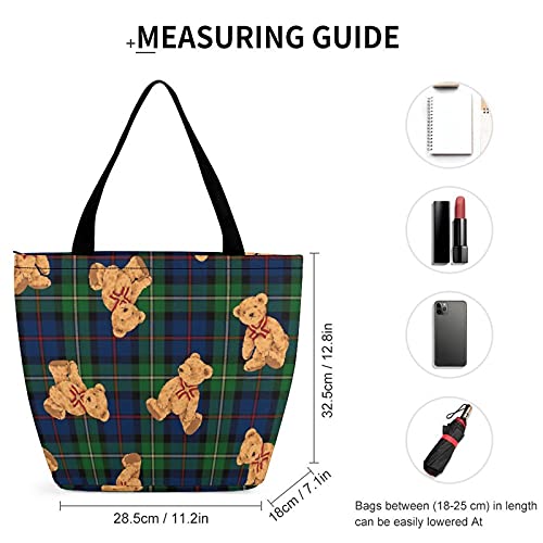 Teddy Bear Doll Women's Shopping Tote Bag Large Handbag Shoulder Purse Travel Pouch With Zipper