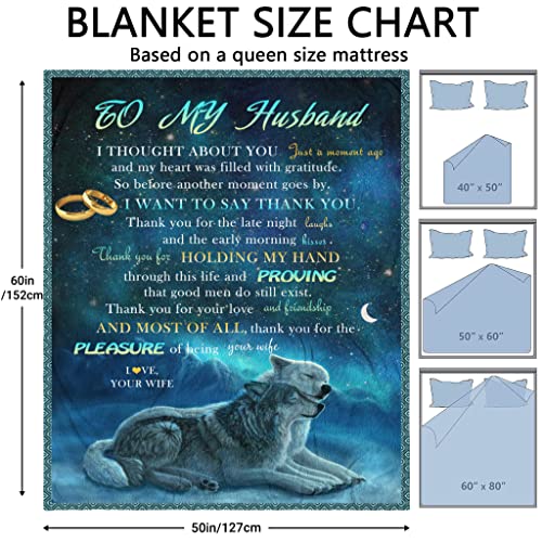 Gift to My Husband Blankets from Wife Ultra-Soft Micro Fleece Throws Blanket for Best Husband Birthdays Anniversary Wedding Gifts Blankets for Bed Bedding Sofa Travel 60" x 50"