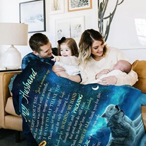 Gift to My Husband Blankets from Wife Ultra-Soft Micro Fleece Throws Blanket for Best Husband Birthdays Anniversary Wedding Gifts Blankets for Bed Bedding Sofa Travel 60" x 50"