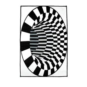 3D Carpet Bottomless Hole Optical Illusion Area Rug, Checkered Vortex Optical Illusions Rug, for Dining Room Carpet Home Bedroom Floor Mat (80x120cm) 1