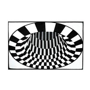 3D Carpet Bottomless Hole Optical Illusion Area Rug, Checkered Vortex Optical Illusions Rug, for Dining Room Carpet Home Bedroom Floor Mat (80x120cm) 1