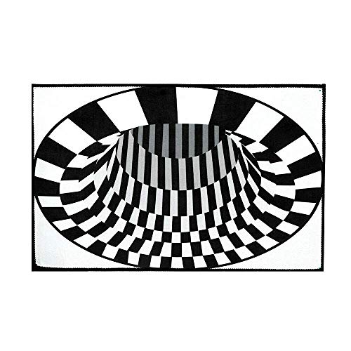 3D Carpet Bottomless Hole Optical Illusion Area Rug, Checkered Vortex Optical Illusions Rug, for Dining Room Carpet Home Bedroom Floor Mat (80x120cm) 1