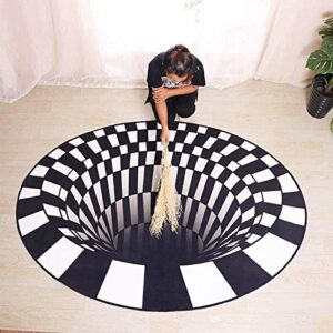 3D Carpet Bottomless Hole Optical Illusion Area Rug, Checkered Vortex Optical Illusions Rug, for Dining Room Carpet Home Bedroom Floor Mat (80x120cm) 1