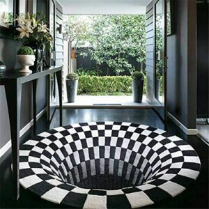 3D Carpet Bottomless Hole Optical Illusion Area Rug, Checkered Vortex Optical Illusions Rug, for Dining Room Carpet Home Bedroom Floor Mat (80x120cm) 1