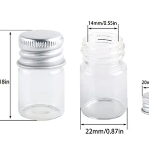 MaxMau Mini Glass Bottles with Screw Caps 5ml 24 Sets Aluminum Top Metal Lids 5 Milliliter Tiny Vials Small Jars DIY Storage Art Craft Decor