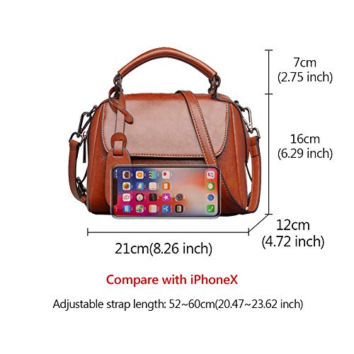 LAORENTOU Vegan Leather Small Handbags for Women Synthetic Leather Brown Purse Square Handbag Shoulder Crossbody Bags for Women