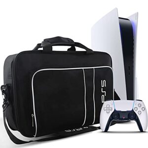 frusde carrying case for ps5, travel bag storage for ps5 console disc/digital edition and controllers, protective shoulder bag for ps5, controllers, game cards, hdmi and accessories case